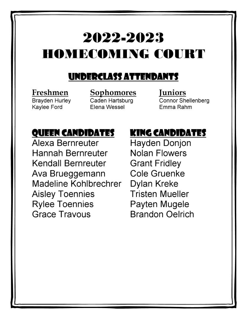 Wesclin CUSD 3 - Homecoming Court 22/23